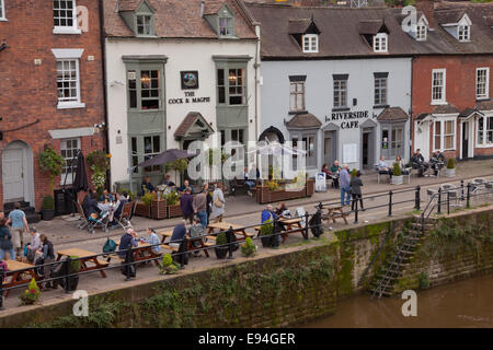 Pubs and cafes on the riverside, Bewdley, Worcs UK Stock Photo - Alamy