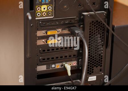 Desktop computer back panel Stock Photo - Alamy