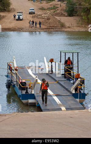 Octha ferry pontoon across the Orange River, crossing from South Africa ...
