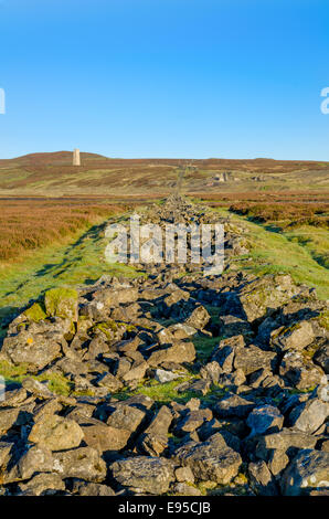 Cobscar lead mine chimney and flue in Wensleydale Stock Photo - Alamy