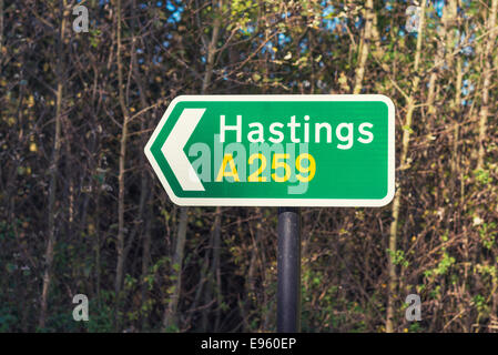Hastings East Sussex UK A259 Directional UK Road Sign Stock Photo ...