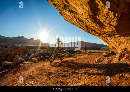 Mountain biking on the North 40 trail, Bar M area, Moab, Utah Stock ...