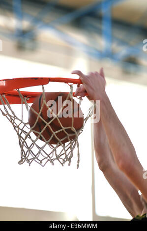 Basketball, man and winner in score for sports game, celebration or ...