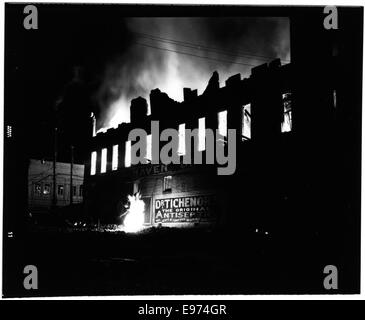 A photograph showing the aftermath of a fire at the Masonic Building in ...