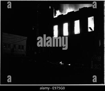 This image shows the Masonic Building Fire in Brookhaven in March 1951 ...