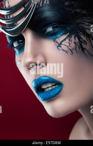 Hot strict woman in black hat Stock Photo - Alamy