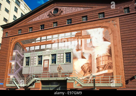 RICHARD HAAS STEEL MAKING MURAL BYHAM THEATER FULTON BUILDING DOWNTOWN ...
