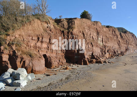 Cliff protection at Sidmouth Devon Stock Photo - Alamy