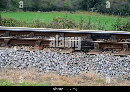Railway track - chaired bullhead rail, concrete sleepers. Rail held in ...