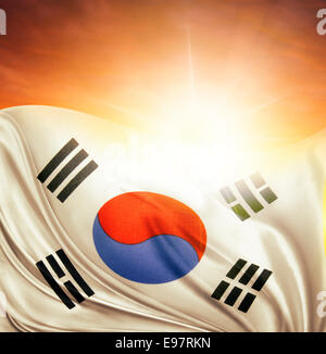 The South Korean flag is flying in Seoul.The national flag of South ...