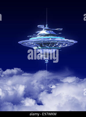 Above clouds sun ray, 3d rendering illustration Stock Photo - Alamy