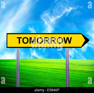 Conceptual arrow sign against beautiful landscape with text - THE PAST ...