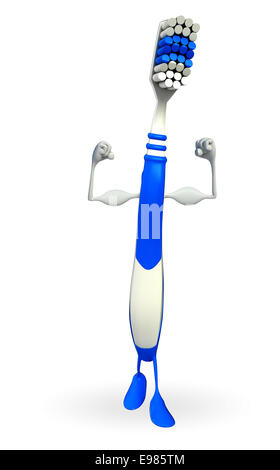 Cartoon Character of toothbrush with bodybuilding Stock Photo - Alamy