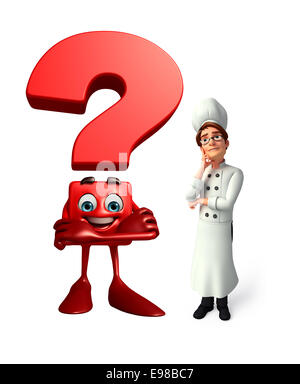 Illustration of young chef with question mark Stock Photo - Alamy