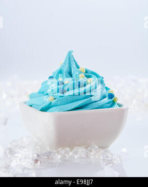 Blue bowl for yogurt isolated on white background Stock Photo - Alamy