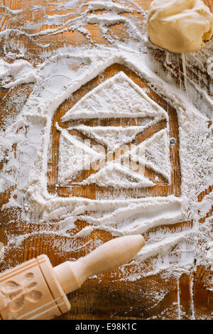 The House of Nicholas, Flour handprints with a house Stock Photo - Alamy