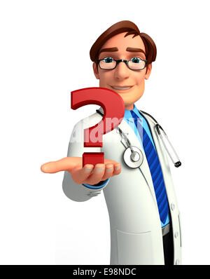 Illustration of Young Doctor with question mark Stock Photo - Alamy