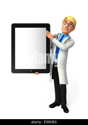 Illustration of young doctor with tab Stock Photo - Alamy