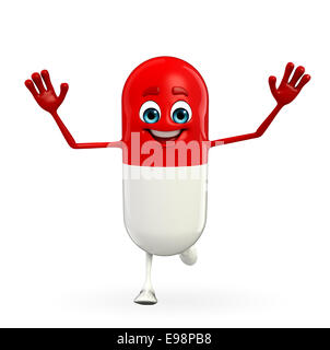 Cartoon character of pill is running Stock Photo - Alamy