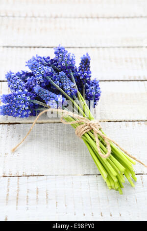 Hyacinth flowers bouquet on wooden table. Easter greeting card template ...