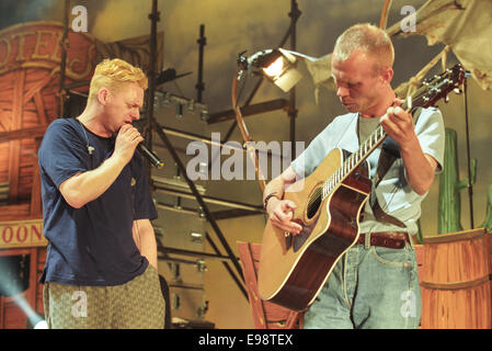 Andy Bell and Vince Clark, of Erasure, in soundcheck and concert at ...
