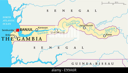 Map of the Gambia Stock Photo - Alamy