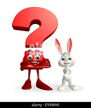 Cartoon Character of Easter Bunny with question mark sign Stock Photo ...