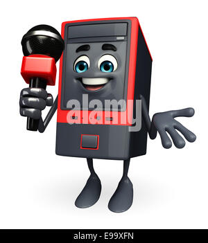 Cartoon Character of Computer Cabinet with mike Stock Photo - Alamy