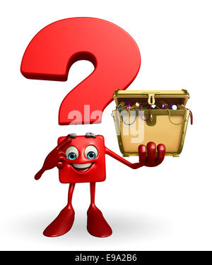 Cartoon Character of Treasure box with question mark sign Stock Photo ...