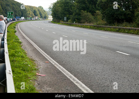 Empty road without traffic, due to incident. Cars / drivers Stock Photo ...