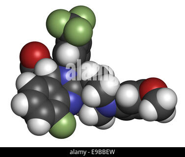 letermovir cytomegalovirus (CMV) drug molecule. Atoms are represented ...