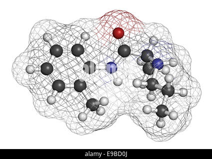 Prilocaine local anesthetic drug molecule. Blue skeletal formula on ...