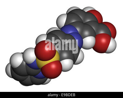 Sulfasalazine drug molecule. Used in treatment of rheumatoid arthritis ...