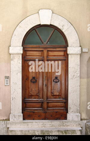 Wooden medieval style front door Stock Photo - Alamy