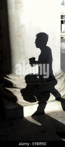 Cup of coffee on white with shadow, top view Stock Photo - Alamy