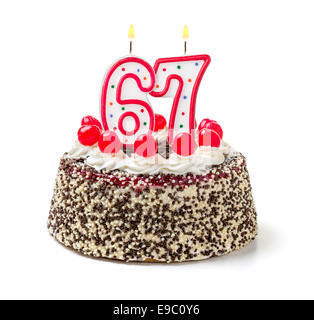 Birthday candles number sixty seven isolated on white background Stock ...