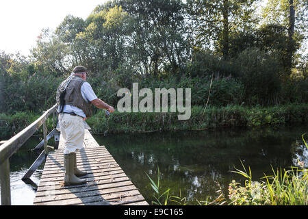 Fly fishing River Test Trout fishing Hampshire England Chalk stream UK ...