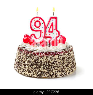 Birthday cake with candle number 94 - Orange foamy background Stock ...