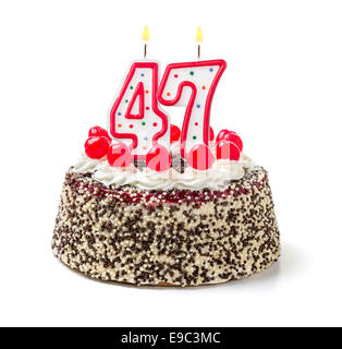Burning birthday candles number 47 Stock Photo - Alamy