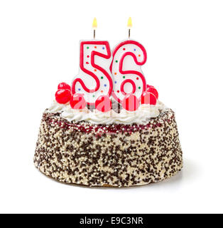 Birthday candles number fifty six isolated on white background Stock ...