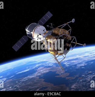 Space Shuttle Docking With Space Station. 3D Scene Stock Photo - Alamy