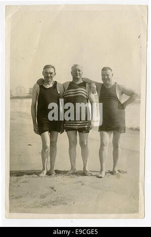 Men in bathing suits, historic photograph, around 1916 Stock Photo - Alamy