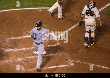 Kansas City Royals left fielder Isaac Collins watches a three-run home ...