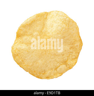 Single potato chip on white background close-up Stock Photo - Alamy