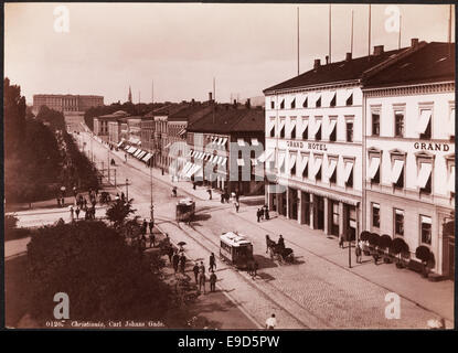 Carl Johan's Gade with Grand Hotel, Oslo (Christiania), Norway 1890 ...