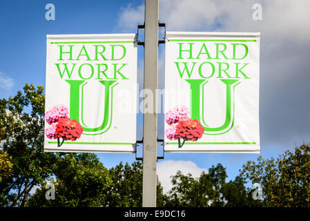Hard Work U signs, College of the Ozarks, Point Lookout, Missouri Stock ...