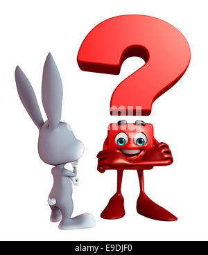 Cartoon Character of Easter Bunny with question mark sign Stock Photo ...