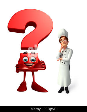 Illustration of young chef with question mark Stock Photo - Alamy