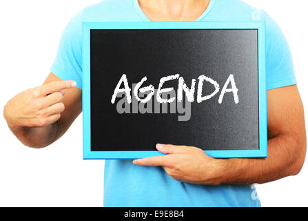 Text sign showing Agenda, Word Written on To do list of items be ...