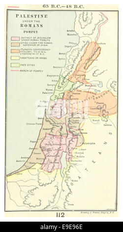 A 1899 illustration and map depicting Palestine under Roman control ...